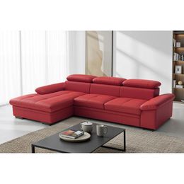 Sit & More sit&more Ecksofa &raquo;Viola, Leder, L-Form, B: 260 cm, mit Armteil- und Kopfteilvertsellung&laquo; optional mit Schlaffunktion rot B/H/T: 260cm x 73cm x 174cm, 