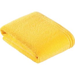 Vossen Badetuch &raquo;Calypso Feeling&laquo; mit schmaler Bord&uuml;re aus 100% Baumwolle, Vegan, einfarbig gelb Walkfrottee, Obermaterial: 100% Baumwolle B/L: 100cmx150cm, 
