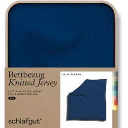 Schlafgut Bettbezug &raquo;Premium Bettbezug Knitted Jersey (1 St)&laquo; Ton-in-Ton Rei&szlig;verschluss, Bio-Baumwolle mit Elasthan, Uni, OEKO Tex blau Jersey, Obermaterial: 95