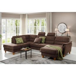 Home Affaire Wohnlandschaft &raquo;Palmera U-Form, B: 308 cm, gro&szlig;e Stoff + Leder Auswahl&laquo; optional Schlaffunktion & Bettkasten, Federkern, XXL-