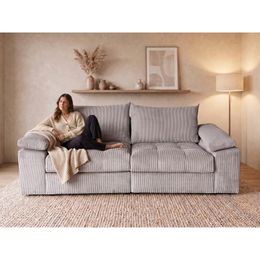 OTTO home Big-Sofa &raquo;Soft&Cosy Pik XL, B: 246 cm, Mega Sofa in Cord&laquo; Lounge-Komfort mit edler Sitzsteppung, Federkern grau 100% Polyester B/H/T: 246cm 