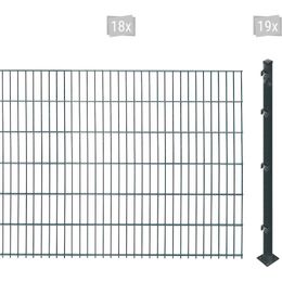 Arvotec Doppelstabmattenzaun &raquo;ESSENTIAL 123 zum Aufschrauben&laquo; Zaunh&ouml;he 123 cm, Zaunl&auml;nge 2 - 60 m grau Kunststoff, Stahl H/L: 123cm x 36m, Pfosten: 19 Stk.