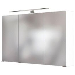 Welltime Spiegelschrank &raquo;Baabe&laquo; Breite 100 cm, mit 3D-Effekt, dank 3 Spiegelt&uuml;ren wei&szlig; Holzwerkstoff wei&szlig;, B/H/T: 100cm x 64cm x 20cm, T&uuml;ren: 3 Stk.