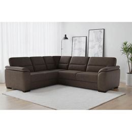 Sit & More sit&more Ecksofa &raquo;Montego L-Form, B: 256 cm, gro&szlig;e Stoffauswahl, Komfortsitzh&ouml;he 46 cm&laquo; mit Schlaffunktion, optional Schubkasten mit Stauraum braun 
