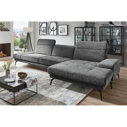 Die PlanBar Ecksofa &raquo;MP-IN20126 L-Form mit Kaltschaum-Polsterung&laquo; mit Kopfteilverstellung, optional Sitztiefen- & Armteilverstellung grau 100% 