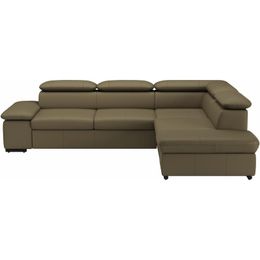 Sit & More sit&more Ecksofa &raquo;Alcudia L-Form, B: 272 cm, Arm- und Kopfteilverstellung, Eckcouch&laquo; mit Schlaffunktion, Komfortsitz gr&uuml;n NaturLEDER ;Spannstoff B/H/T