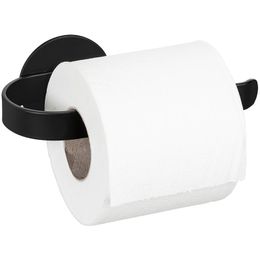 Wenko Toilettenpapierhalter &raquo;Turbo-Loc Modell Bivio&laquo; aus Aluminium, Befestigen ohne Bohren schwarz Aluminium matt