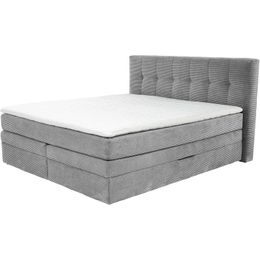 Jockenh&ouml;fer Boxspringbett &raquo;Amy&laquo; mit 6 cm Kaltschaum-Topper, Cord-Bezug, 180x200 und 200x200 cm grau Bezug Bett: Cordstoff (100% Polyester);Topper und 