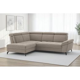 Sit & More sit&more Ecksofa &raquo;Vanity; L-Form, B. 254 cm&laquo; Inkl.Sitz-,Kopf-und Armteilverstellung 100% Polyester B/H/T: 254cm x 84cm x 197cm, Chenille, Ottomane 