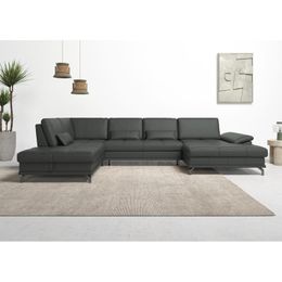 OTTO home Wohnlandschaft &raquo;Costello U-Form, B: 363 cm mit Sitztiefen-, Armteilverstellung &&laquo; 3 Nierenkissen, optional Schlaffunktion & Bettkasten grau 