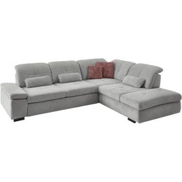 Die PlanBar Ecksofa &raquo;MP-IN16012 L-Form Kaltschaum-Polsterung&laquo; inkl. Sitztiefenverstellung, optional mit Funktionen silber 85% Polyester;15% Nylon B/H/