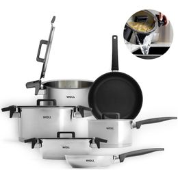Woll Topf-Set &raquo;Concept&laquo; Set, Kochtopf 20/24cm, Bratentopf 24cm, Stieltopf 18cm, Bratpfanne 20/28cm, 10 Stk. tlg. Edelstahl 18/10 silber Einheitsgr&ouml;&szlig;e