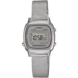 CASIO VINTAGE Damen CASIO VINTAGE Chronograph Quarzuhr, Armbanduhr, Damenuhr, Digitaluhr, Edelstahlarmband, Datum silber Einheitsgr&ouml;&szlig;e