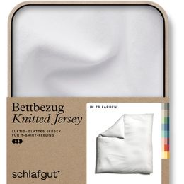 Schlafgut Bettbezug &raquo;Premium Bettbezug Knitted Jersey (1 St)&laquo; Ton-in-Ton Rei&szlig;verschluss, Bio-Baumwolle mit Elasthan, Uni, OEKO Tex wei&szlig; Jersey, Obermaterial: 95
