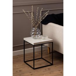 ACTONA GROUP Couchtisch &raquo;Barossa Wohnzimmertisch, Beistelltisch, Quadratisch, Sofatisch,&laquo; Steinoptik, schwarze Stahlbeine, in weiteren Variationen, B: