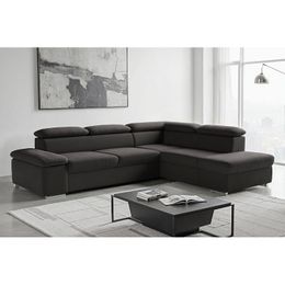 Sit & More sit&more Ecksofa &raquo;Valantine L-Form, B: 272 cm, Armteilverstellung, Kopfteilverstellung&laquo; mit Schlaffunktion, Komfortsofa, modern schwarz 100% Polyester