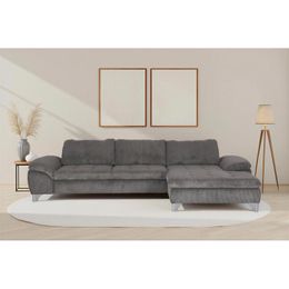 Die PlanBar Ecksofa &raquo;Recamiere MP-IN14007 L-Form, Breite 318 cm&laquo; wahlweise mit Schlaffunktion und verstellbaren Kopfst&uuml;tzen grau 100% Polyester B/H/T: