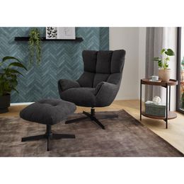 Jockenh&ouml;fer Relaxsessel &raquo;Melania, B: 73 cm, Sitzh&ouml;he: 45 cm&laquo; Set: mit Hocker, 360&deg; Drehfunktion, kuscheliger Webstoff grau Webstoff, inklusive Hocker, 
