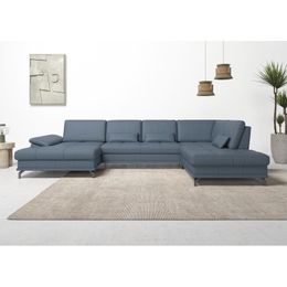 OTTO home Wohnlandschaft &raquo;Costello U-Form, B: 363 cm mit Sitztiefen-, Armteilverstellung &&laquo; 3 Nierenkissen, optional Schlaffunktion & Bettkasten blau 