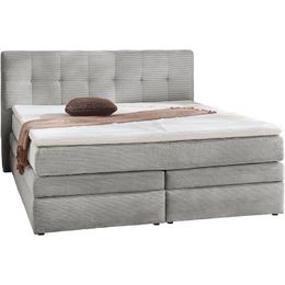 Jockenh&ouml;fer Boxspringbett &raquo;Amy&laquo; mit 6 cm Kaltschaum-Topper, Cord-Bezug, 180x200 und 200x200 cm grau Bezug Bett: Cordstoff (100% Polyester);Topper und 