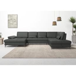 OTTO home Wohnlandschaft &raquo;Costello U-Form, B: 363 cm mit Sitztiefen-, Armteilverstellung &&laquo; 3 Nierenkissen, optional Schlaffunktion & Bettkasten grau 