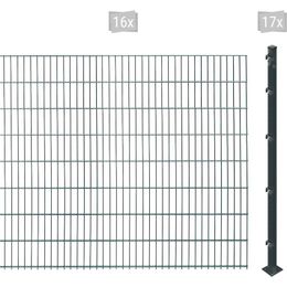 Arvotec Doppelstabmattenzaun &raquo;ESSENTIAL 163 zum Aufschrauben&laquo; Zaunh&ouml;he 163 cm, Zaunl&auml;nge 2 - 60 m grau Kunststoff, Stahl H/L: 163cm x 32m, Pfosten: 17 Stk.