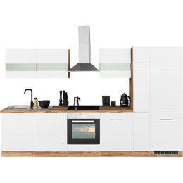 KOCHSTATION K&uuml;chenzeile &raquo;KS-Luhe&laquo; 330 cm breit, wahlweise mit oder ohne E-Ger&auml;ten, gefr&auml;ste MDF-Fronten wei&szlig; B/H/T: 330cm x 60cm, inkl. E-Ger&auml;te
