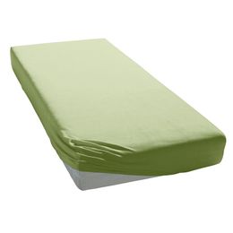 Elegante Spannbettlaken &raquo;Mako-Jersey&laquo; in hochwertiger Qualit&auml;t mit Elasthan-Anteil gr&uuml;n Mako-Jersey, Obermaterial: 97% Baumwolle, 3% Elasthan 1 Stk., Mako-