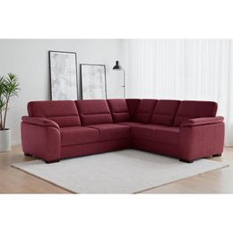 Sit & More sit&more Ecksofa &raquo;Montego L-Form, B: 256 cm, gro&szlig;e Stoffauswahl, Komfortsitzh&ouml;he 46 cm&laquo; optional Schlaffunktion und Schubkasten mit Stauraum rot 100% 