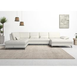 OTTO home Wohnlandschaft &raquo;Costello U-Form, B: 363 cm mit Sitztiefen-, Armteilverstellung &&laquo; 3 Nierenkissen, optional Schlaffunktion & Bettkasten wei&szlig; 