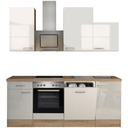 Flex-Well K&uuml;chenzeile &raquo;Florenz&laquo; mit E-Ger&auml;ten, Gesamtbreite 220 cm wei&szlig; B/H/T: 220cm x 60cm