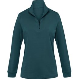 Damen Sweatshirt mit Rei&szlig;verschluss am Stehkragen petrol, Gr&ouml;&szlig;e 38