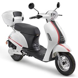 Luxxon E-Motorroller &raquo;E3000&laquo; bis zu 55 km Reichweite, mit Stra&szlig;enzulassung, 2 Sitzpl&auml;tze wei&szlig; Topcase in der Fahrzeugfarbe