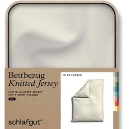 Schlafgut Bettbezug &raquo;Premium Bettbezug Knitted Jersey (1 St)&laquo; Ton-in-Ton Rei&szlig;verschluss, Bio-Baumwolle mit Elasthan, Uni, OEKO Tex gelb Jersey, Obermaterial: 95