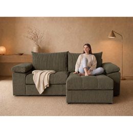OTTO home Ecksofa &raquo;Soft&Cosy Pik XL, L-Form, B: 246 cm, Mega Sofa in Cord&laquo; Lounge-Komfort mit edler Sitzsteppung, Federkern grau 100% Polyester B/H/T: