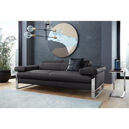 W.Schillig 2-Sitzer &raquo;finn&laquo; German Design Award 2016, Fu&szlig;gestell Chrom gl&auml;nzend, Breite 210 cm schwarz Flachgewebe S22 (100% Polyester);Stoff S37 (100%