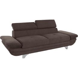 COTTA 3-Sitzer &raquo;Enterprise, B: 233cm, modernes Einzelsofa&laquo; Big-Sofa, mit Armteilverstellung & Kopfteilverstellung braun Struktur (100% Polyester );