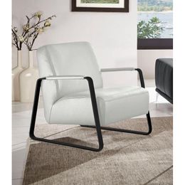 W.Schillig Cocktailsessel &raquo;quadroo Loungesessel,&laquo; mit bezogenen Armlehnen, Gestell in Schwarz pulverbeschichtet wei&szlig; Velourgewebe V41 (100% Polyester)