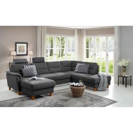 Home Affaire Wohnlandschaft &raquo;Palmera U-Form, B: 308 cm, gro&szlig;e Stoff + Leder Auswahl&laquo; mit Schlaffunktion & Bettkasten, Federkern, XXL-Wohnlandschaft 