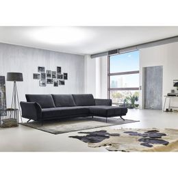Die PlanBar Ecksofa &raquo;MP-IN20041 L-Form&laquo; optional Sitztiefenverstellung und Kopfst&uuml;tzen grau 100% Polyester B/H/T: 285cm x 84cm x 178cm, Velours, 