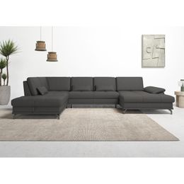 OTTO home Wohnlandschaft &raquo;Costello U-Form, B: 363 cm mit Sitztiefen-, Armteilverstellung &&laquo; 3 Nierenkissen, optional Schlaffunktion & Bettkasten braun
