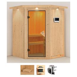 Karibu Sauna &raquo;Nanna&laquo; Set, Ofen 3,6 kW externe Strg.easy beige Saunaofen, externe Steuerung, 3,6 kW