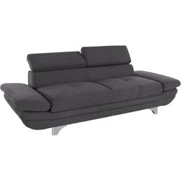 COTTA 3-Sitzer &raquo;Enterprise, B: 233cm, modernes Einzelsofa&laquo; Big-Sofa, mit Armteilverstellung & Kopfteilverstellung grau Struktur (100% Polyester );