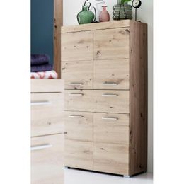 Welltime Midischrank &raquo;Avena&laquo; Standschrank mit 4 T&uuml;ren, 1 Schublade - (B/T/H) 73/31/130 cm braun asteichefarben, B/H/T: 73cm x 132cm x 31cm, Schubladen