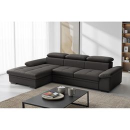 Sit & More sit&more Ecksofa &raquo;Viola, Leder, L-Form, B: 260 cm, mit Armteil- und Kopfteilvertsellung&laquo; optional mit Schlaffunktion grau B/H/T: 260cm x 73cm x 174cm,