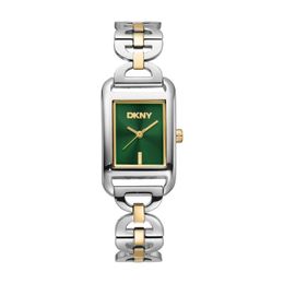 DKNY Damen DKNY Quarzuhr &raquo;Open Link square Watch&laquo; Armbanduhr, Damenuhr, Edelstahlarmband, analog gr&uuml;n Einheitsgr&ouml;&szlig;e