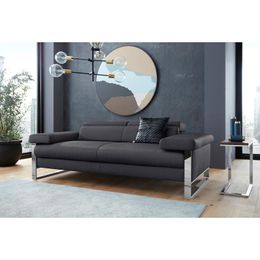W.Schillig 2-Sitzer &raquo;finn&laquo; German Design Award 2016, Fu&szlig;gestell Chrom gl&auml;nzend, Breite 210 cm grau Flachgewebe S22 (100% Polyester);Stoff S37 (100% 