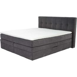 Jockenh&ouml;fer Boxspringbett &raquo;Amy&laquo; mit 6 cm Kaltschaum-Topper, Cord-Bezug, 180x200 und 200x200 cm grau Bezug Bett: Cordstoff (100% Polyester);Topper und 
