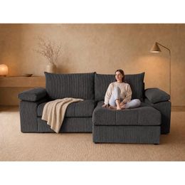 OTTO home Ecksofa &raquo;Soft&Cosy Pik XL, L-Form, B: 246 cm, Mega Sofa in Cord&laquo; Lounge-Komfort mit edler Sitzsteppung, Federkern grau 100% Polyester B/H/T: