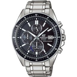 CASIO EDIFICE Herren CASIO EDIFICE Chronograph Solaruhr, Armbanduhr, Herrenuhr, Saphirglas, Edelstahlarmband silber Einheitsgr&ouml;&szlig;e